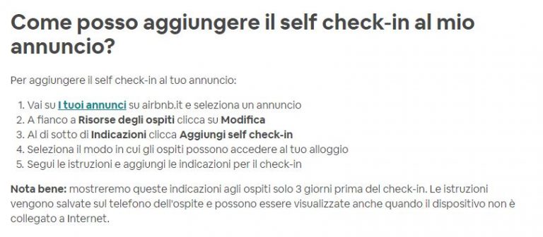 Self check-in su Airbnb, come inserire l'opzione in un annuncio?